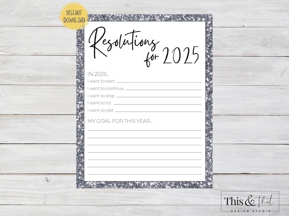 2025 New Years Resolution Printable | New Years Resolutions List ...