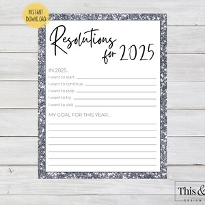 2025 New Years Resolution Printable | New Years Resolutions List ...
