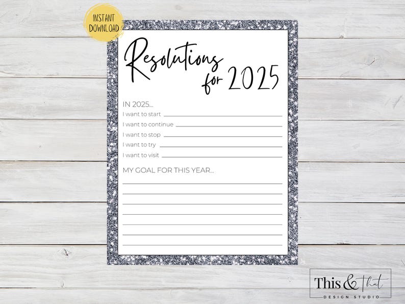 2025 New Years Resolution Printable | New Years Resolutions List ...