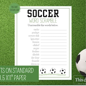 Soccer Word Scramble Printable Game | Printable Soccer Game Sports ...