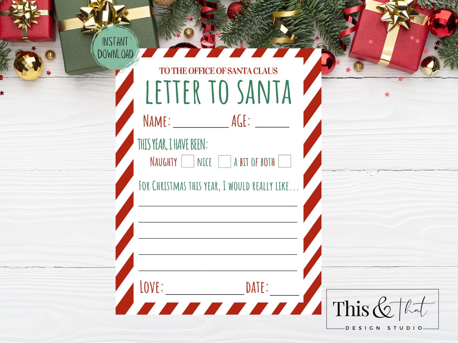 Dear Santa Printable Christmas Letter Letter to Santa Wishlist ...