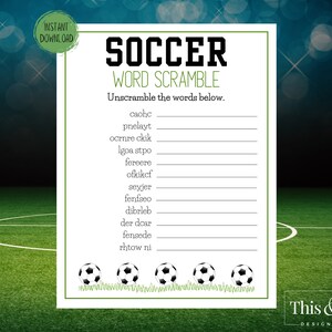 Soccer Word Scramble Printable Game | Printable Soccer Game Sports ...