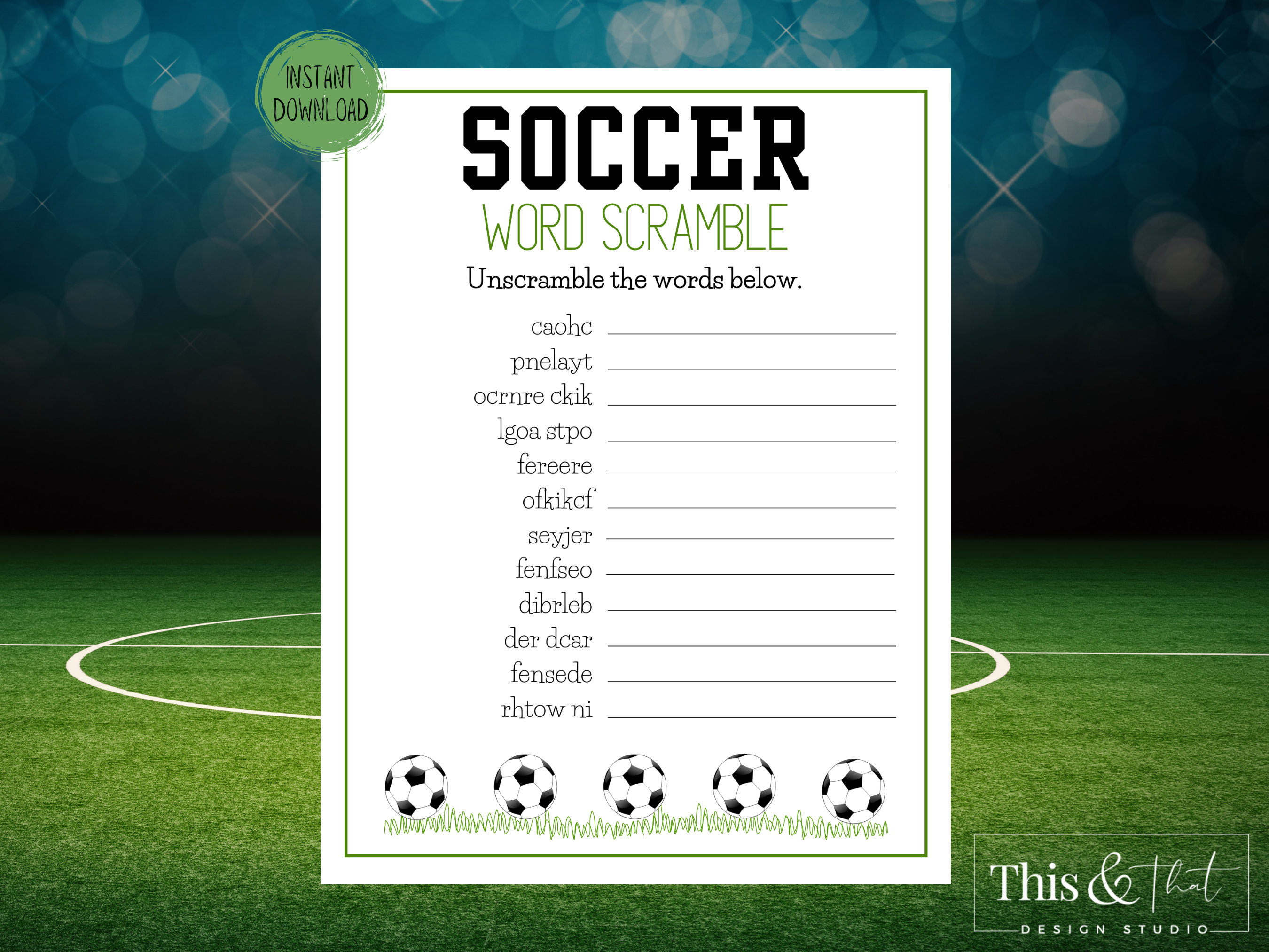 Soccer Word Scramble Printable Game | Printable Soccer Game Sports ...