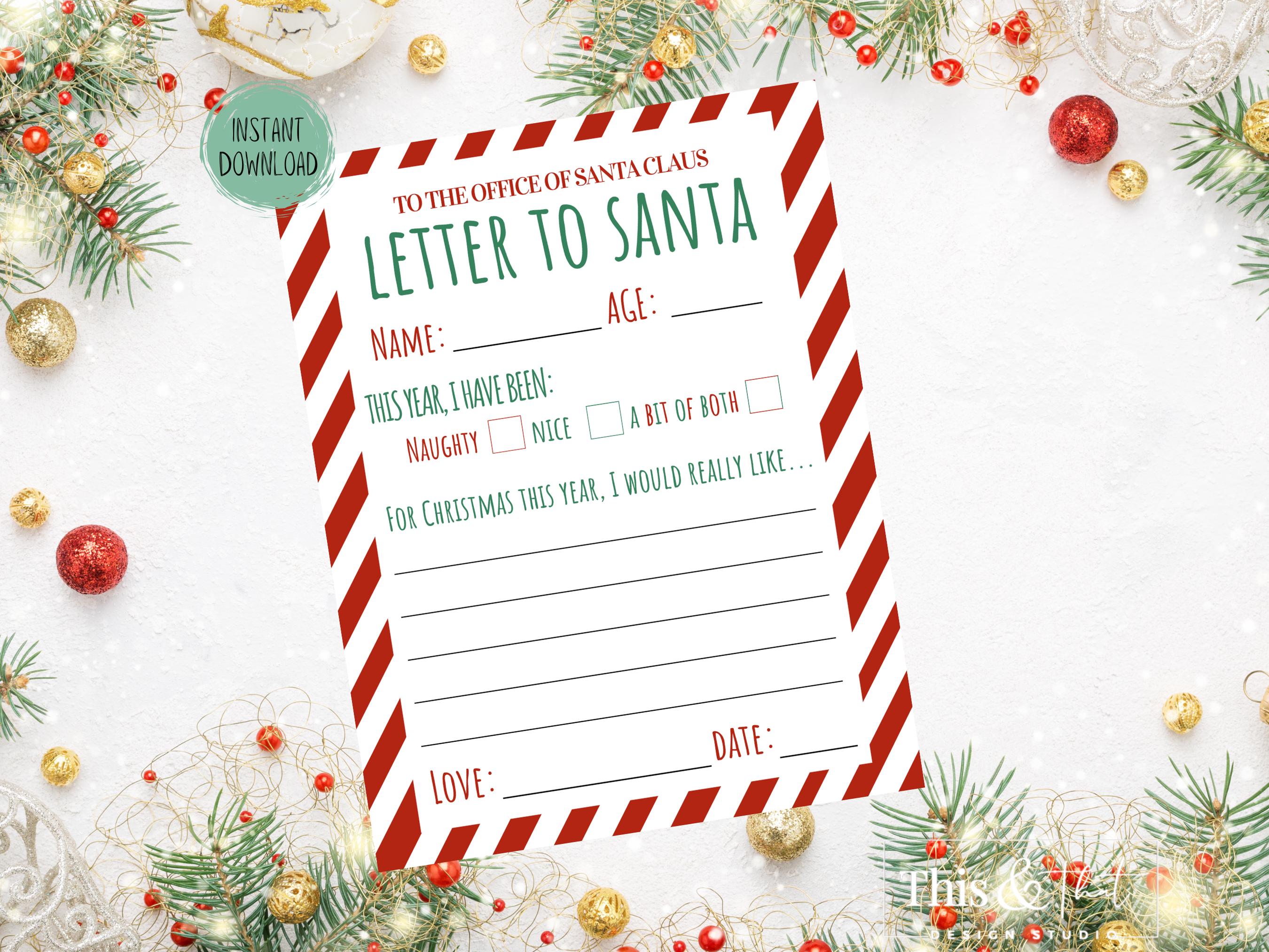Dear Santa Printable Christmas Letter Letter to Santa Wishlist ...