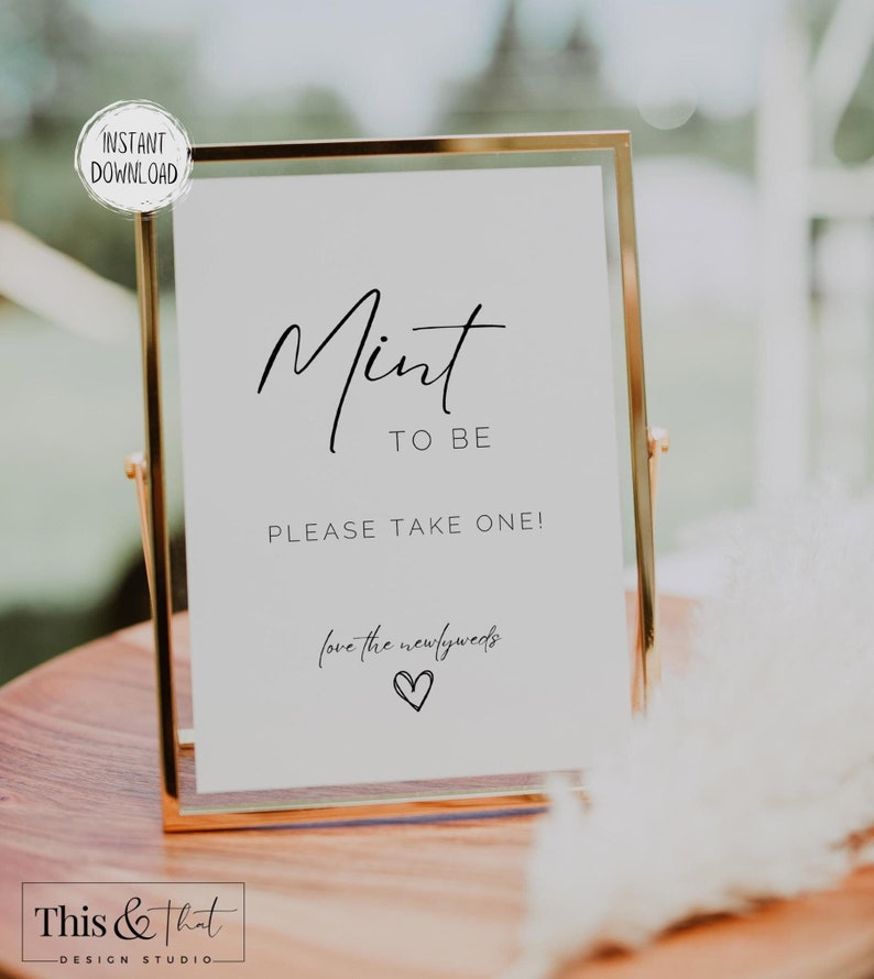 Mint to Be Printable Sign | Mint Favor Printable Wedding Sign | Bridal ...