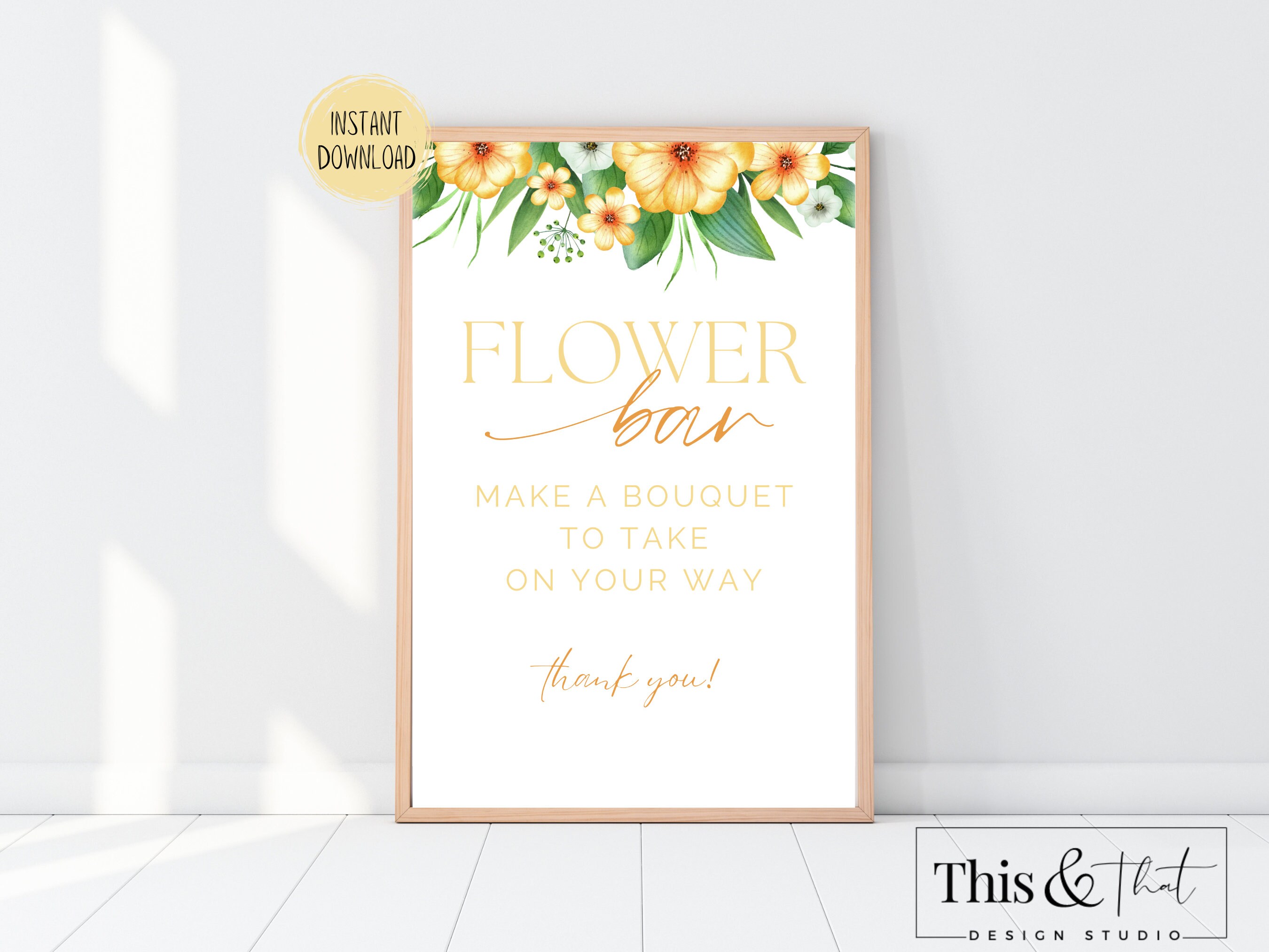Tropical Flower Bar Printable Sign | Flower Bouquet Bar Sign for Bridal ...