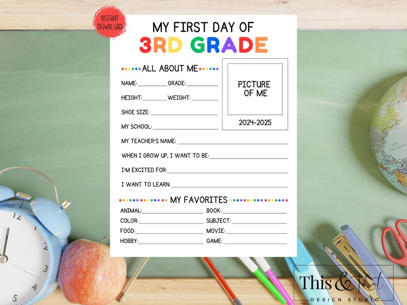 First Day of 3rd Grade Printable Sign | First Day of Third Grade | All ...