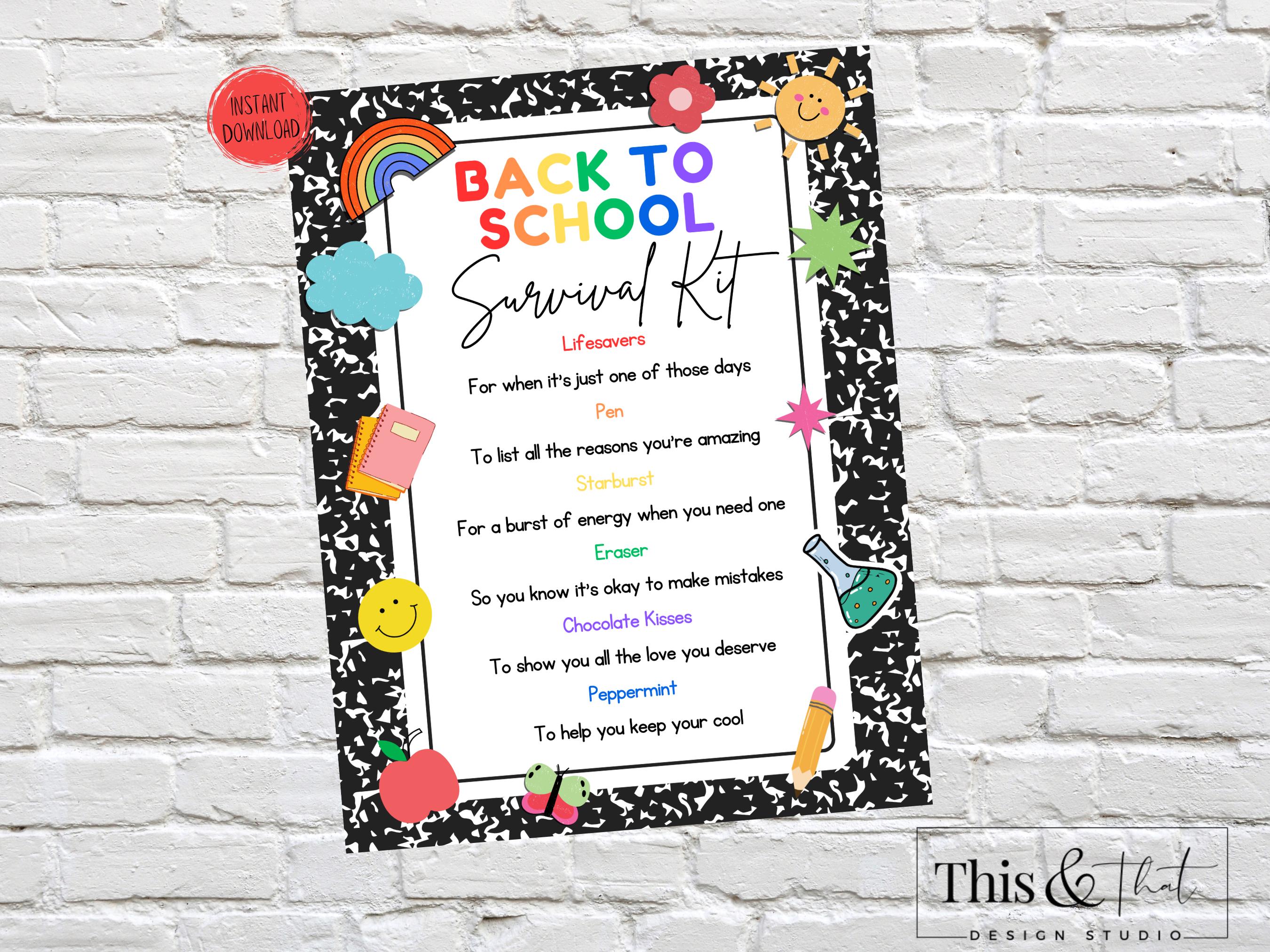 Back to School Survival Kit Printable Tag Template | Teacher Back to ...