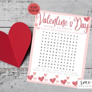 Valentine's Day Word Search | Kid Classroom Printable Game | Valentine ...