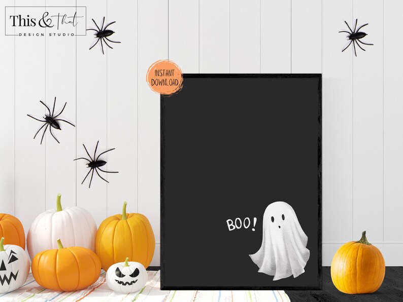 Boo Ghost Printable Sign | Cute Simple Halloween Wall Printable Art ...