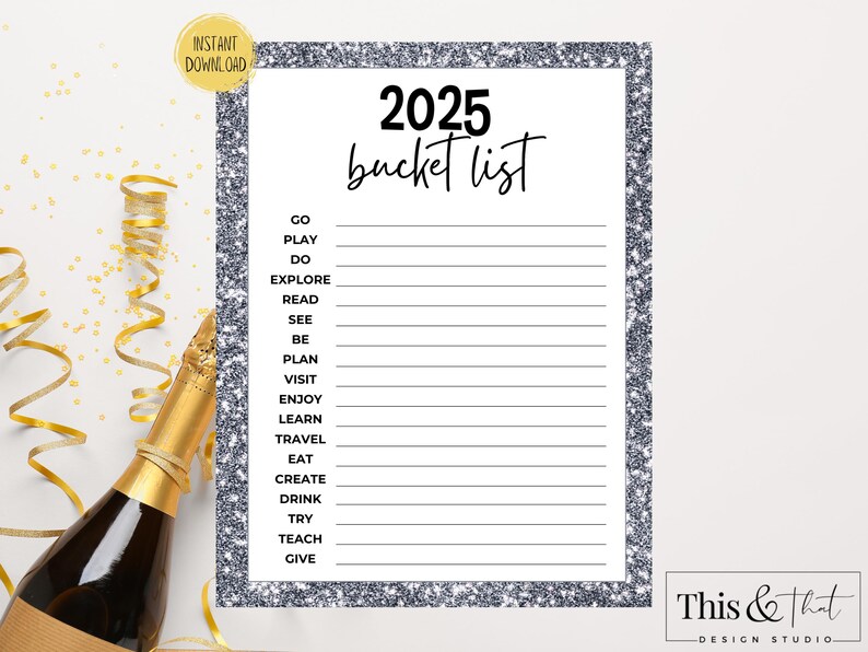 2025 Bucket List New Years Resolution Printable | New Years Resolutions ...