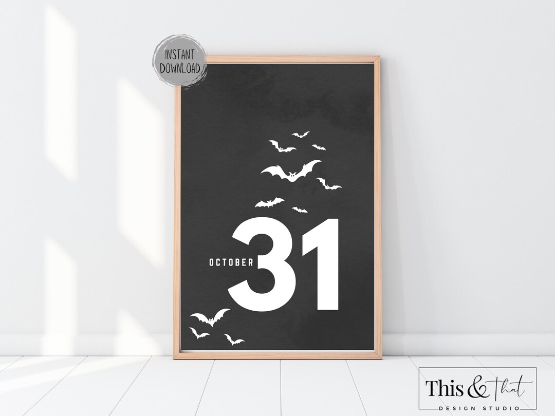 October 31 Bats Halloween Printable | Halloween Spooky Black Bat ...