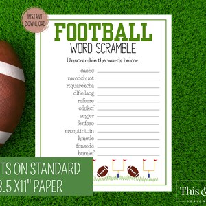 Football Word Scramble Printable Game | Printable Football Game Sports ...