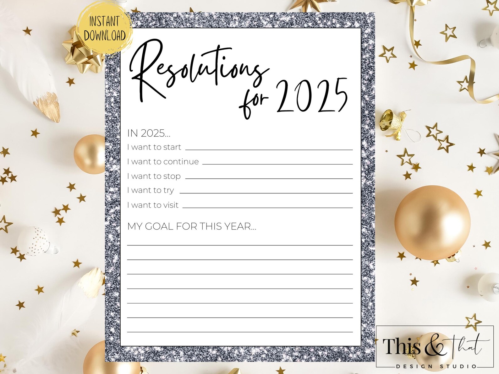 2025 New Years Resolution Printable | New Years Resolutions List ...