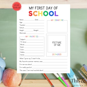 First Day of School Printable Sign | First Day of School Interview ...