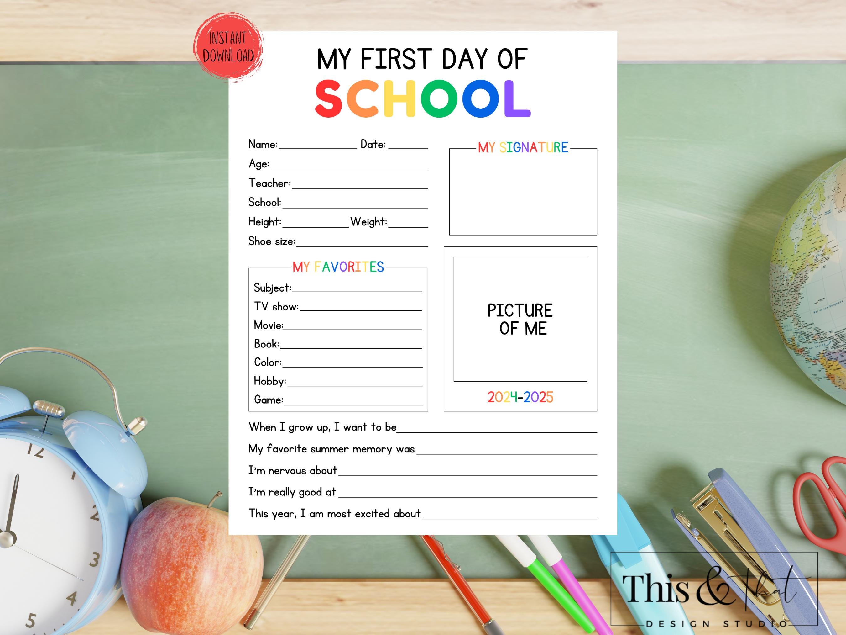 First Day of School Printable Sign | First Day of School Interview ...