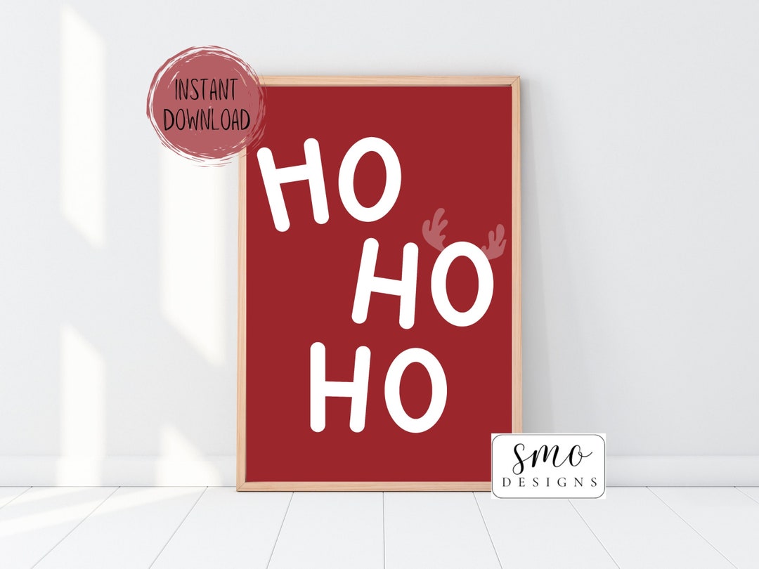 Red Ho Ho Ho Printable | Wall Decor | Christmas Printable Sign ...