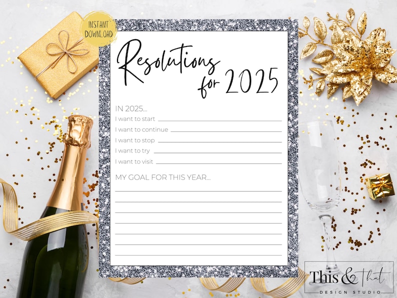 2025 New Years Resolution Printable | New Years Resolutions List ...
