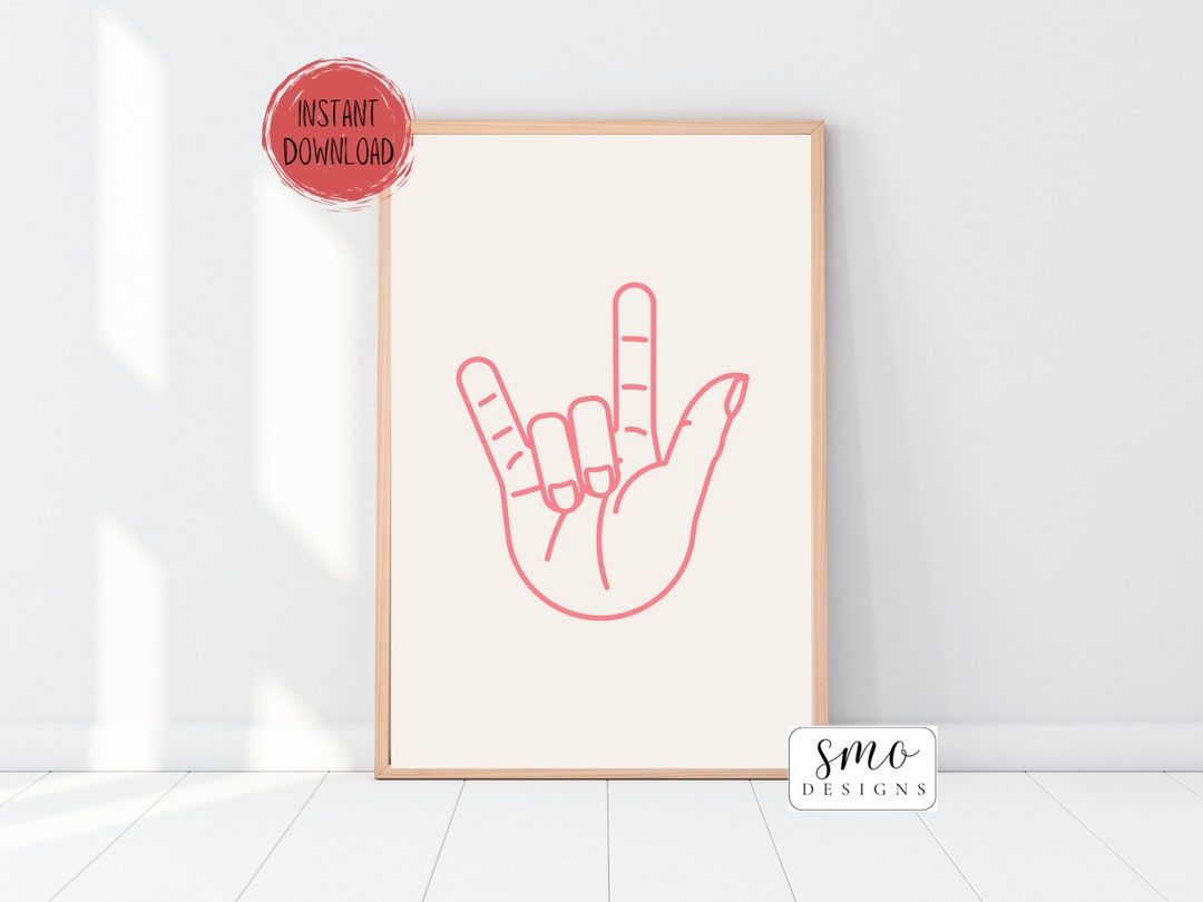 I Love You Sign Language Hand Printable | Simple Valentine's Day Decor ...