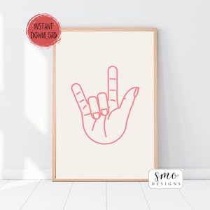I Love You Sign Language Hand Printable | Simple Valentine's Day Decor ...