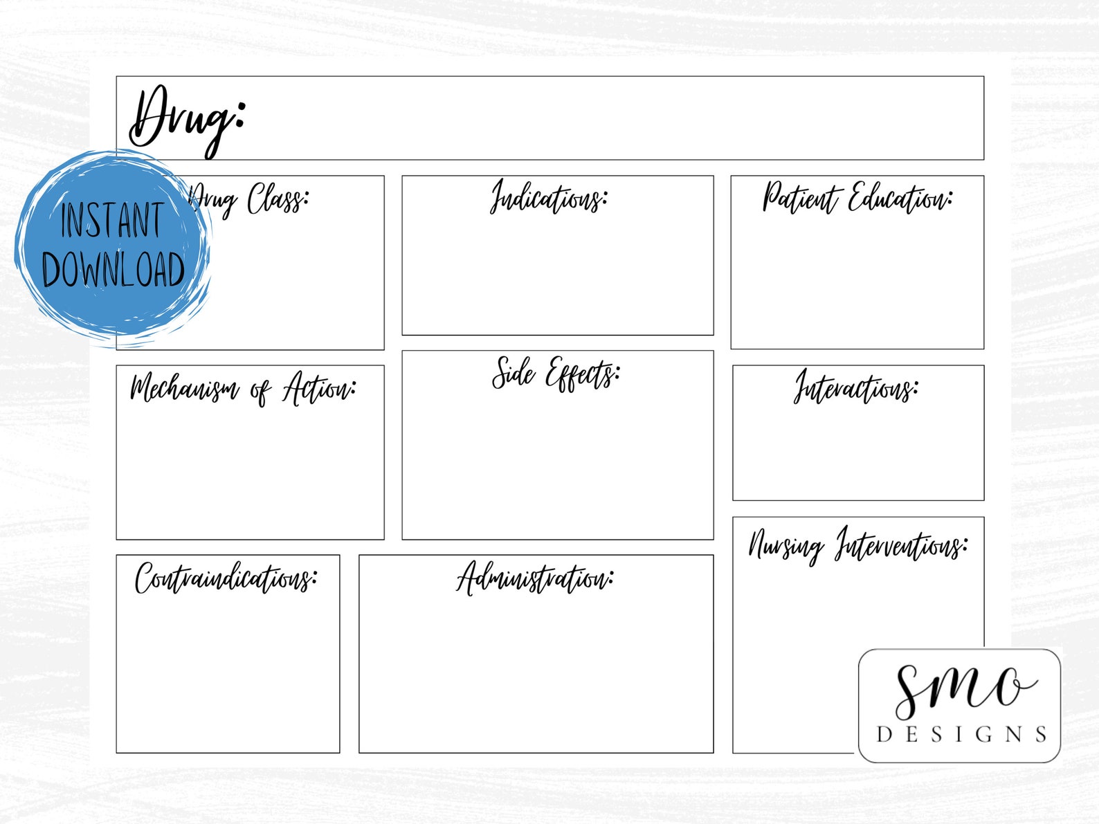Pharmacology Nursing Template Drug Study Guide Med-surg Cheat Sheet ...