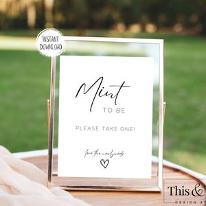 Mint to Be Printable Sign | Mint Favor Printable Wedding Sign | Bridal ...
