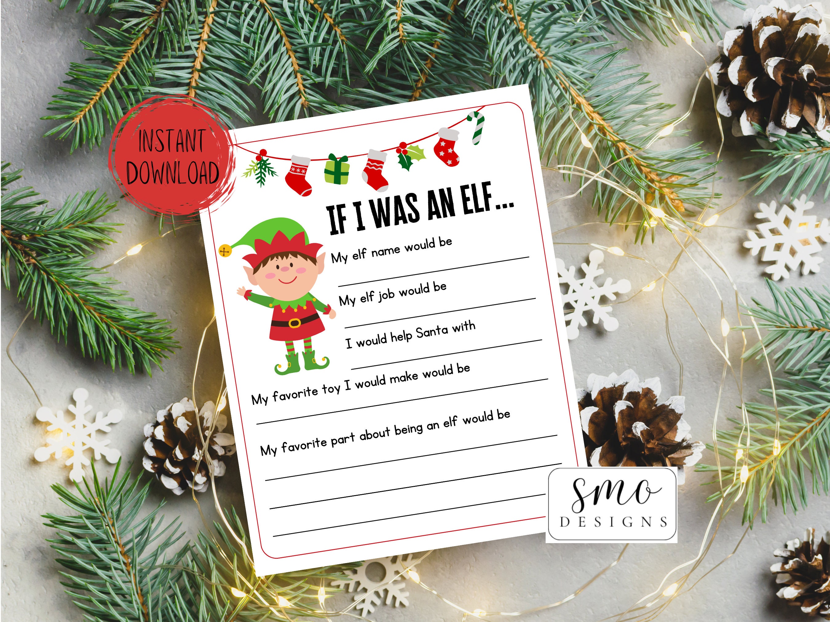 If I Was an Elf Printable Christmas Activity Santa's Elf Printable ...