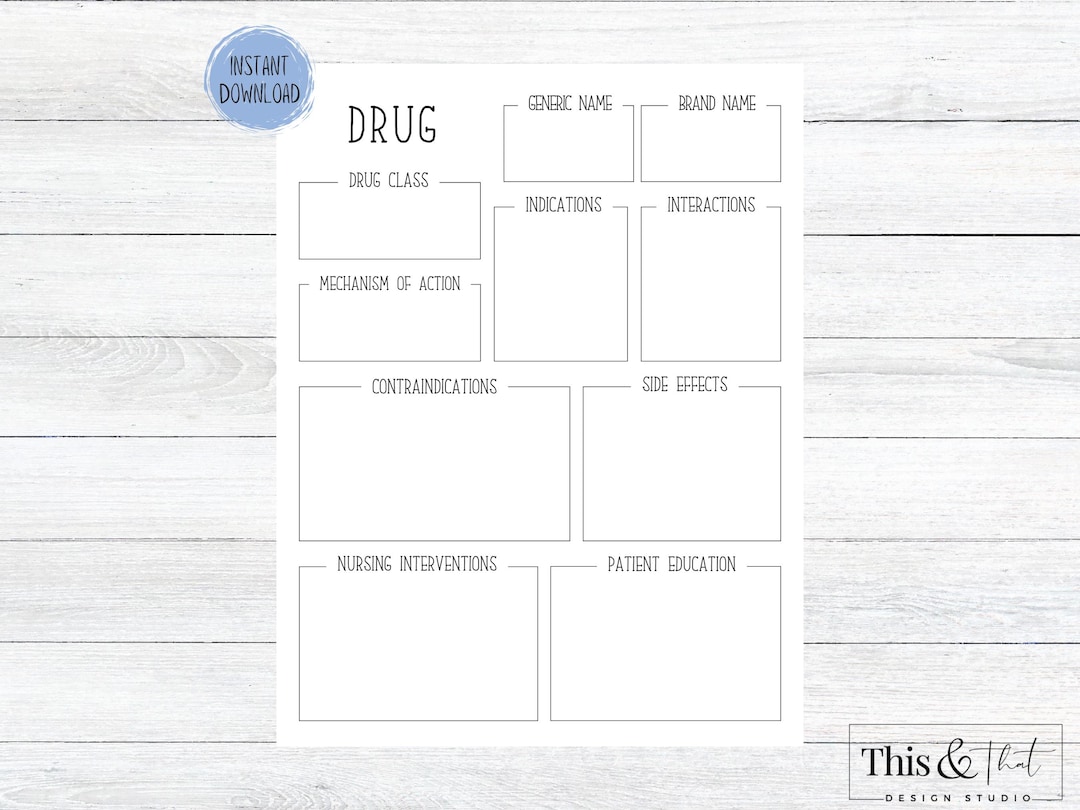 Pharmacology Nursing Template Drug Study Guide Med-surg Cheat Sheet ...