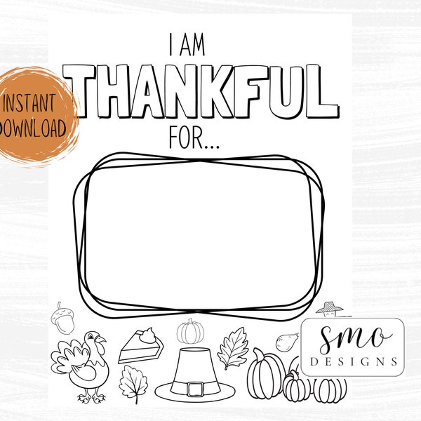 Thankful Printable Coloring - Etsy
