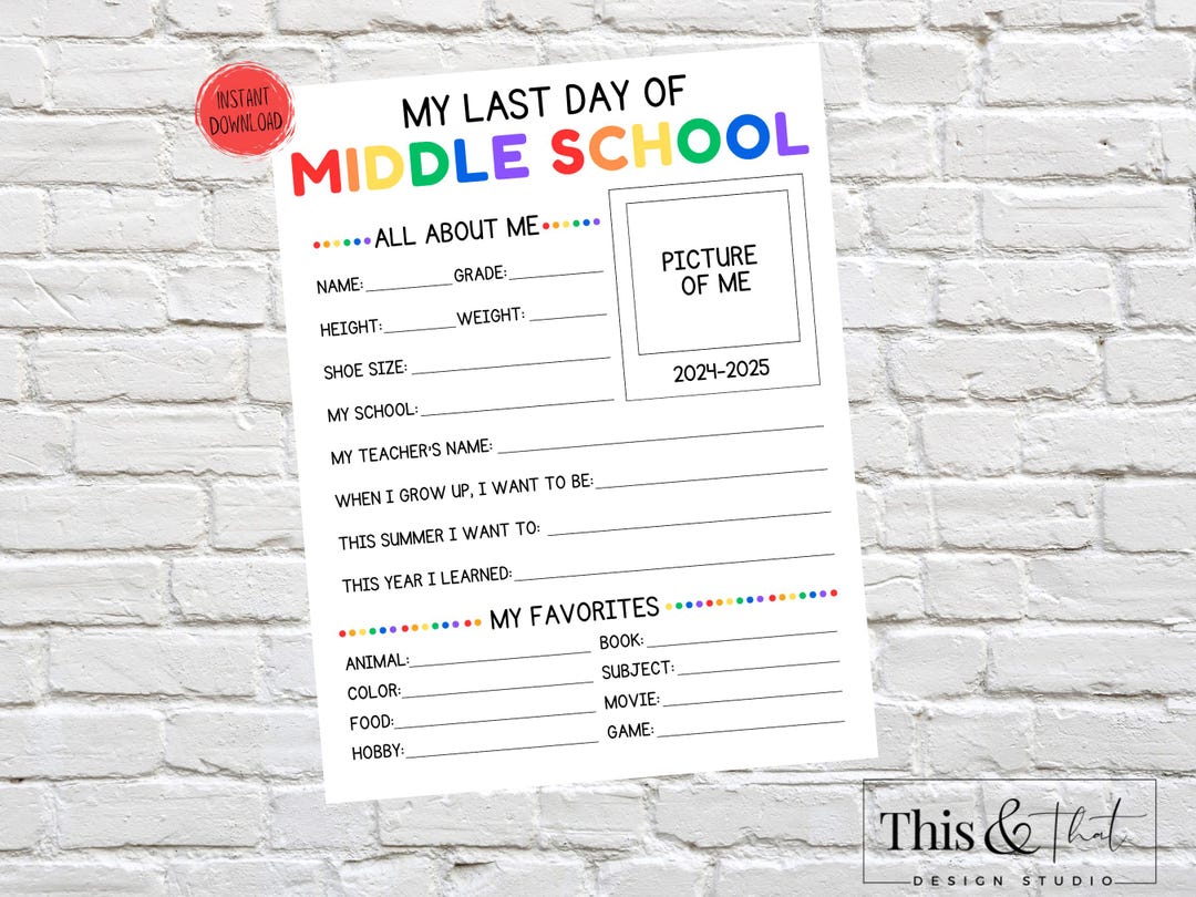 Last Day of Middle School Printable | Last Day of School Interview ...