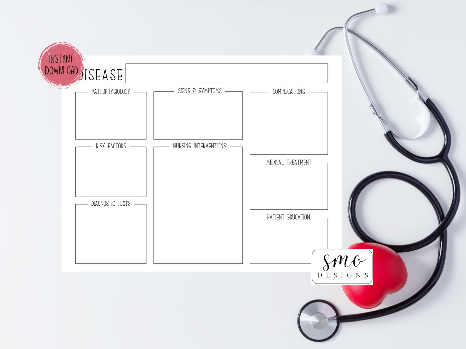 Pathophysiology Concept Map Printable Nursing School Study Guide ...