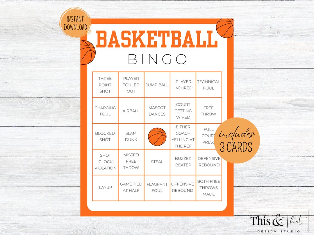 Basketball Game Bingo Printable Game 3 CARDS | March Basketball Madness ...
