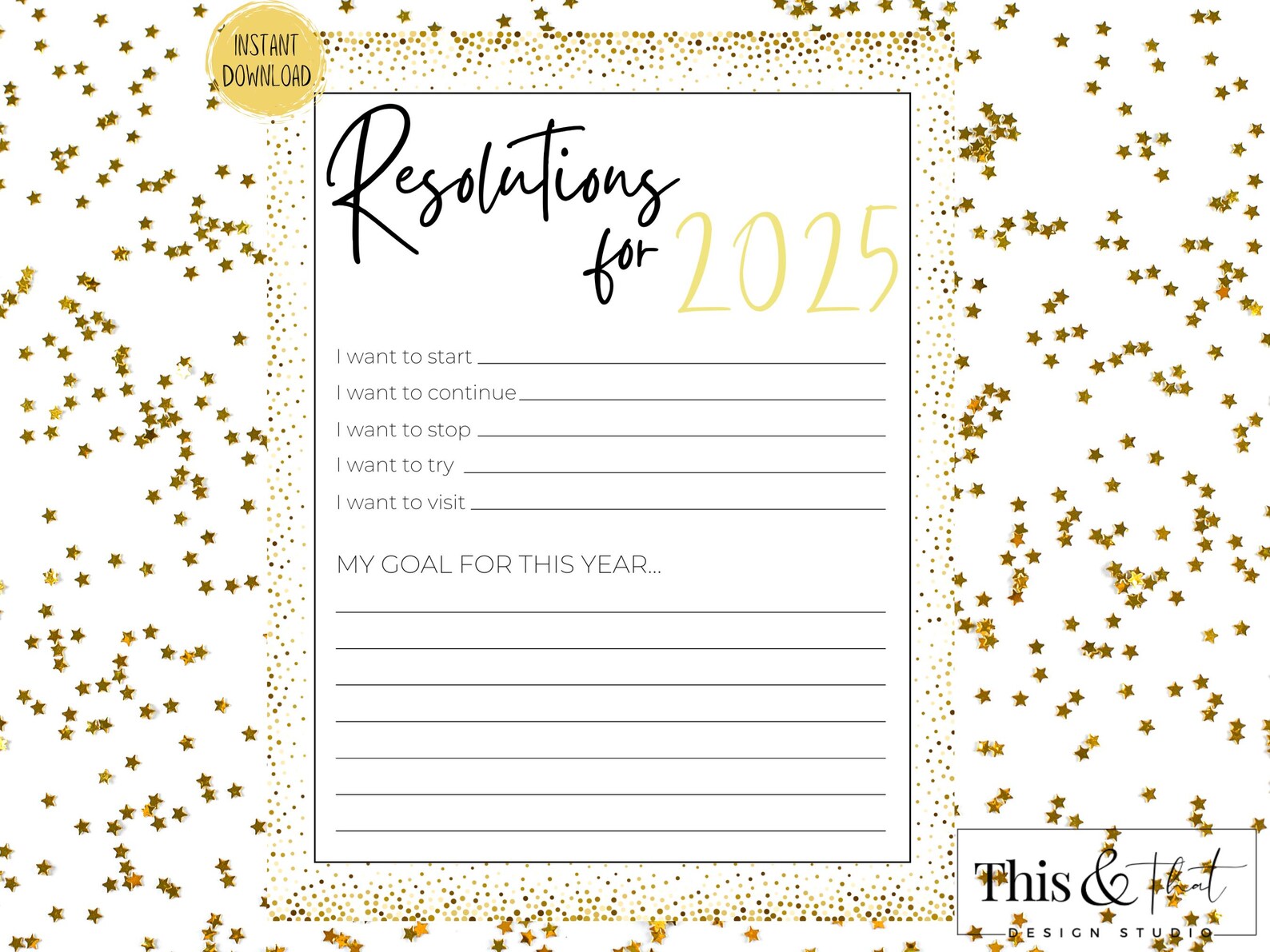 2025 New Years Resolution Printable | New Years Resolutions List ...