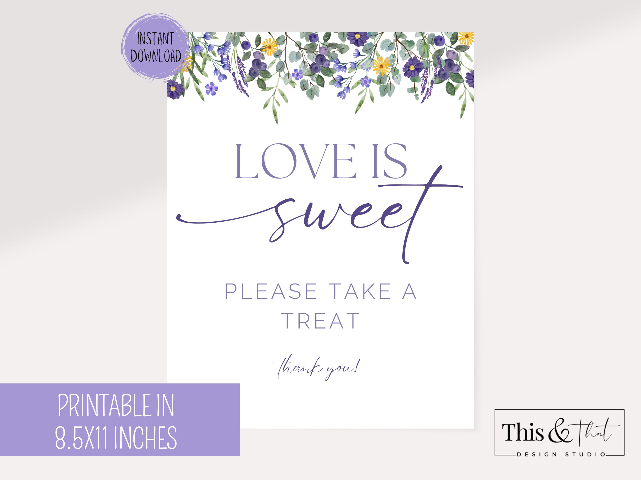 Love is Sweet Floral Printable Sign Dessert Table Printable Sign Love ...