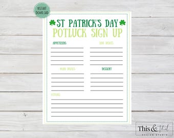 St. Patrick's Day Potluck Party Planner - Etsy