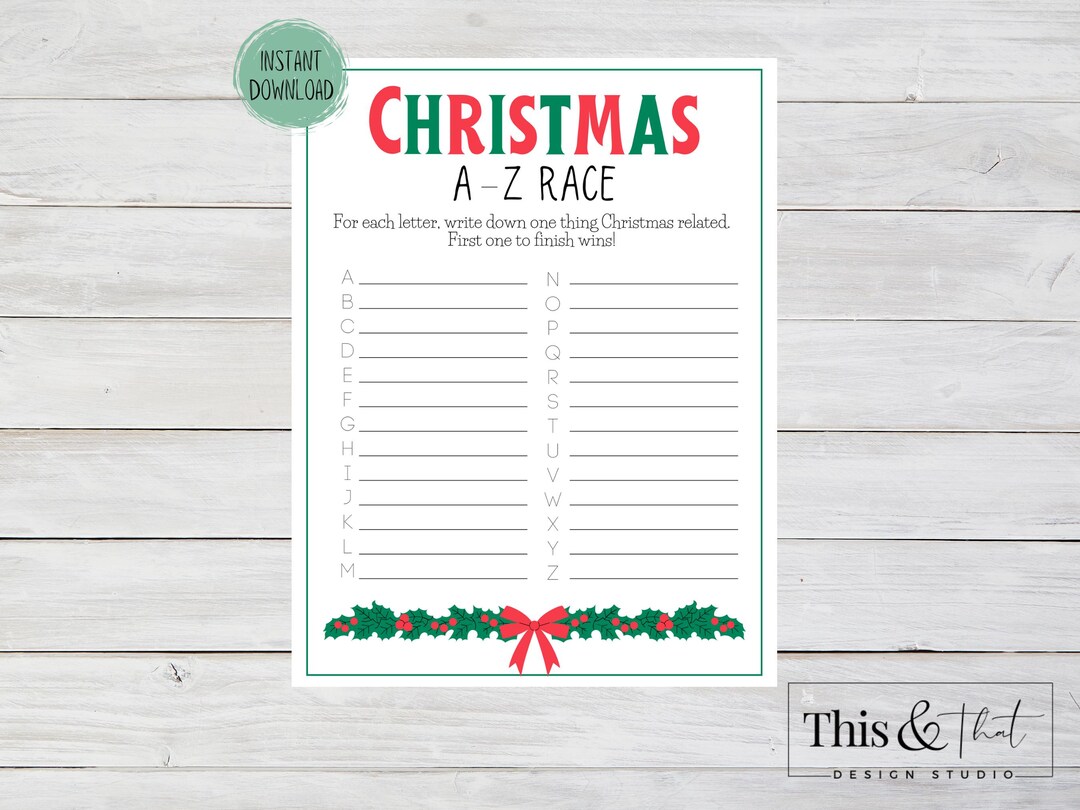 Christmas A-Z Race Game Printable | Xmas Activity Sheet Kids Printable ...