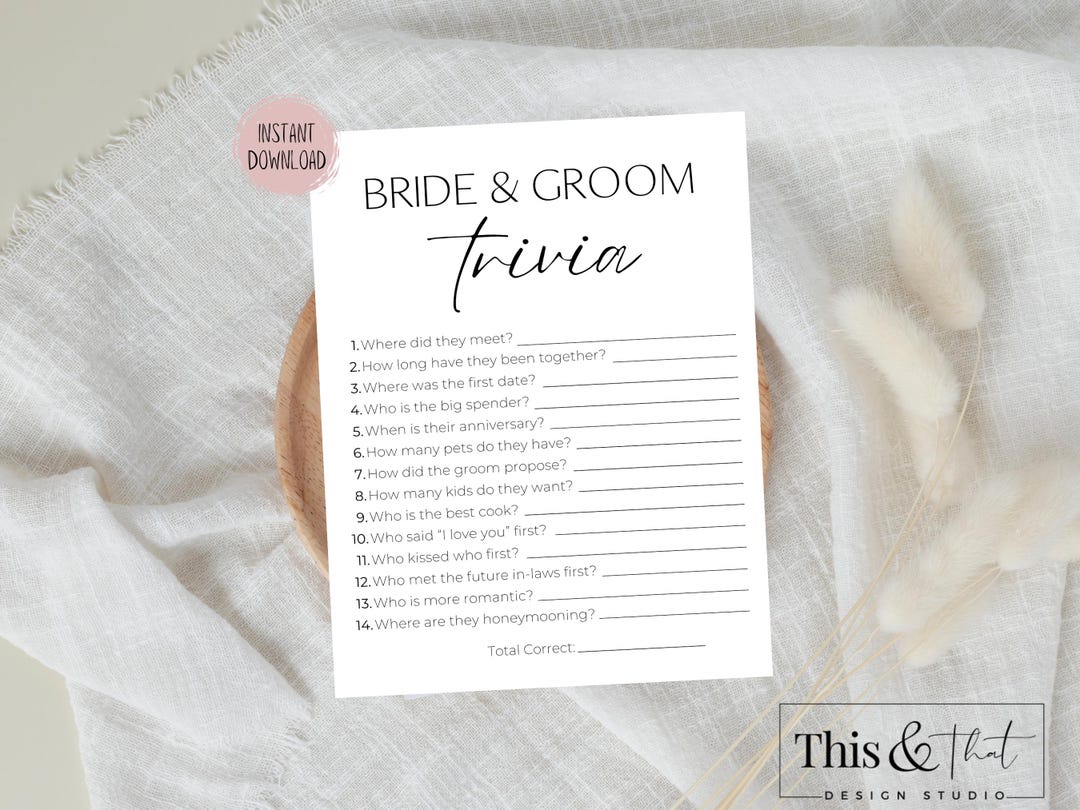 Bride and Groom Trivia Printable | How Well Do You Know the Couple ...