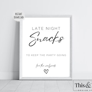 Wedding Late Night Snack Printable Sign | Late Night Food Delivery ...