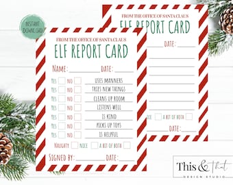 Elf Report Card - Etsy