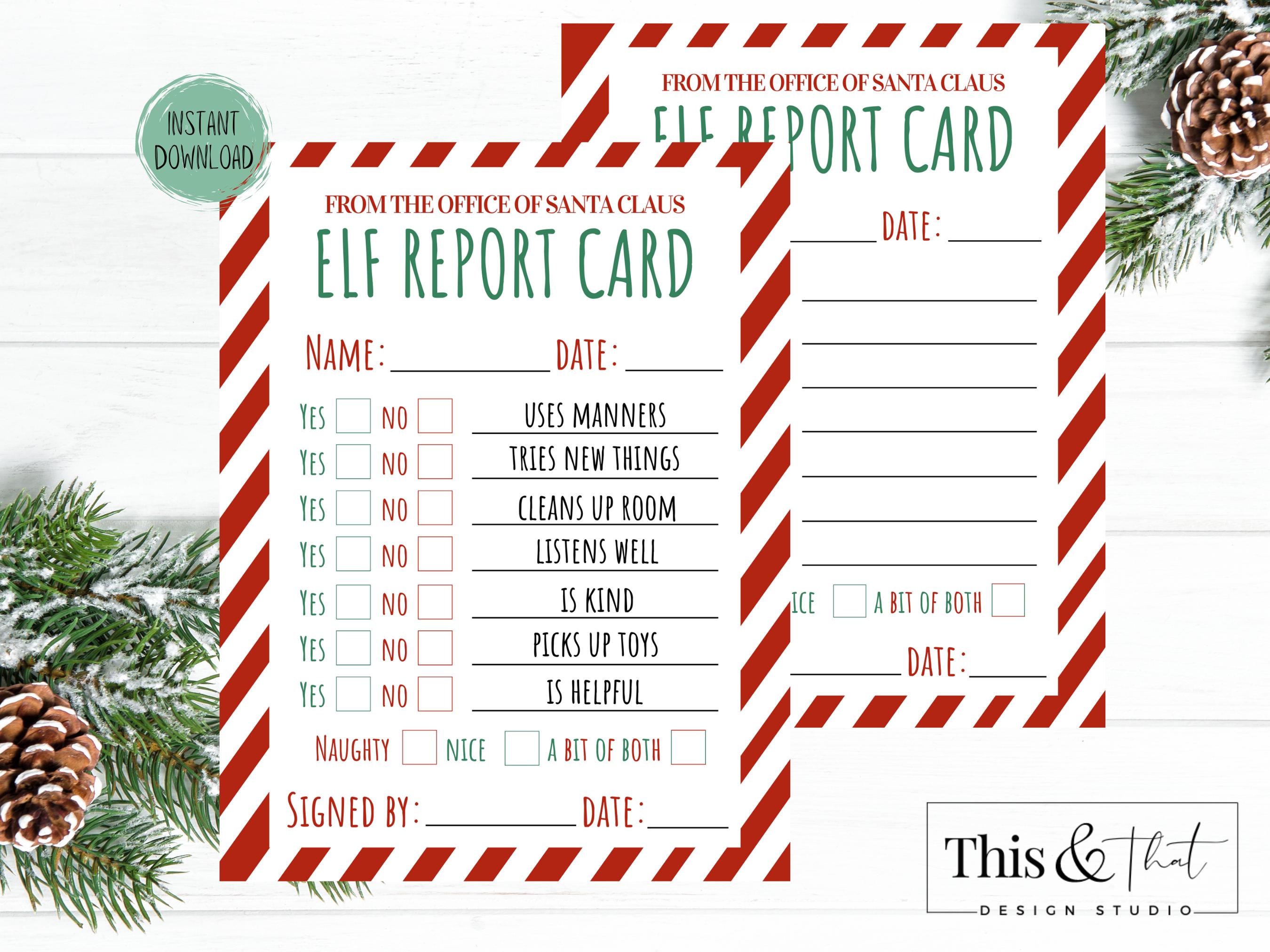 Elf Naughty & Nice Report Card Printable Christmas Letter | Official ...
