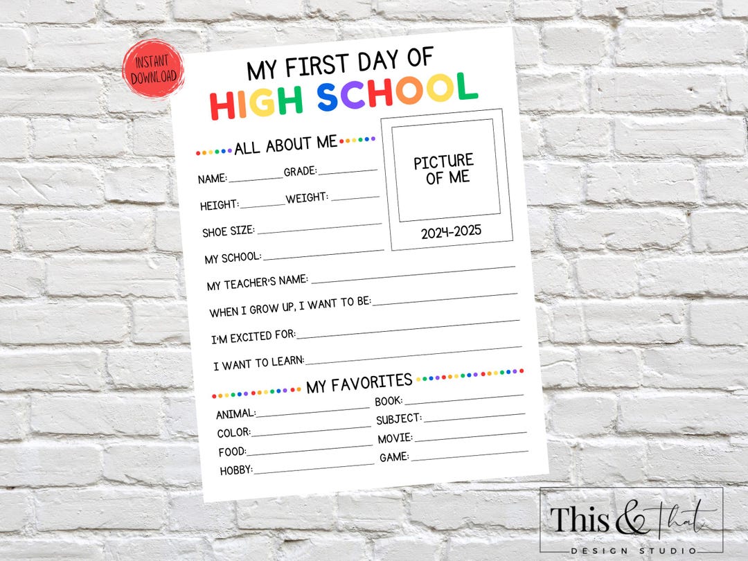 First Day of High School Printable Sign | First Day of High School ...