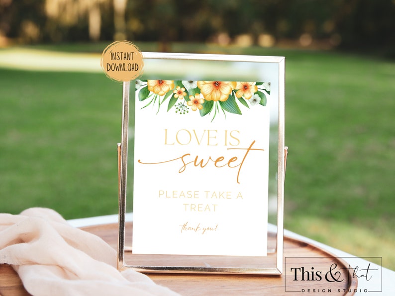Love is Sweet Tropical Floral Printable Sign | Dessert Table Printable ...