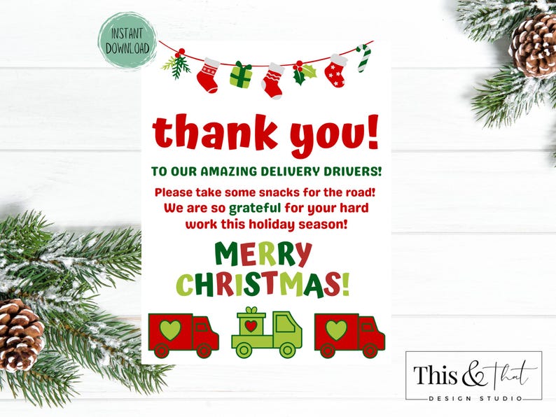 Printable Delivery Driver Thank You Snack & Drink Sign | Santa ...