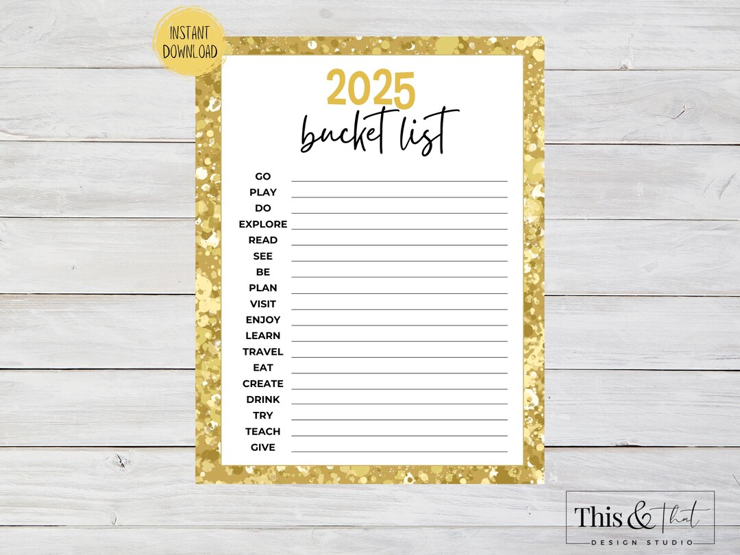 2025 Bucket List New Years Resolution Printable | New Years Resolutions ...