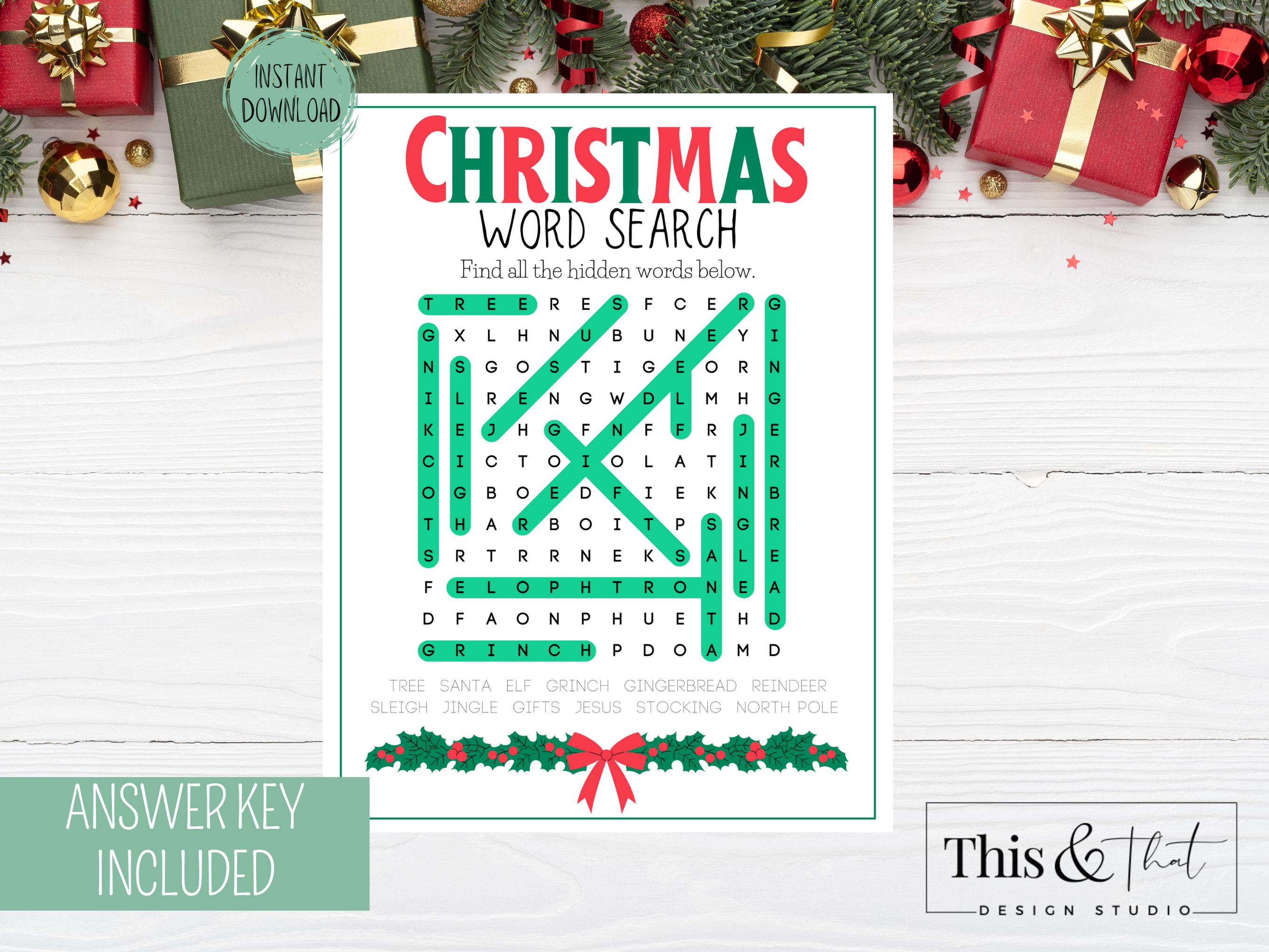 Christmas Word Search Game Printable | Xmas Activity Sheet Printable ...
