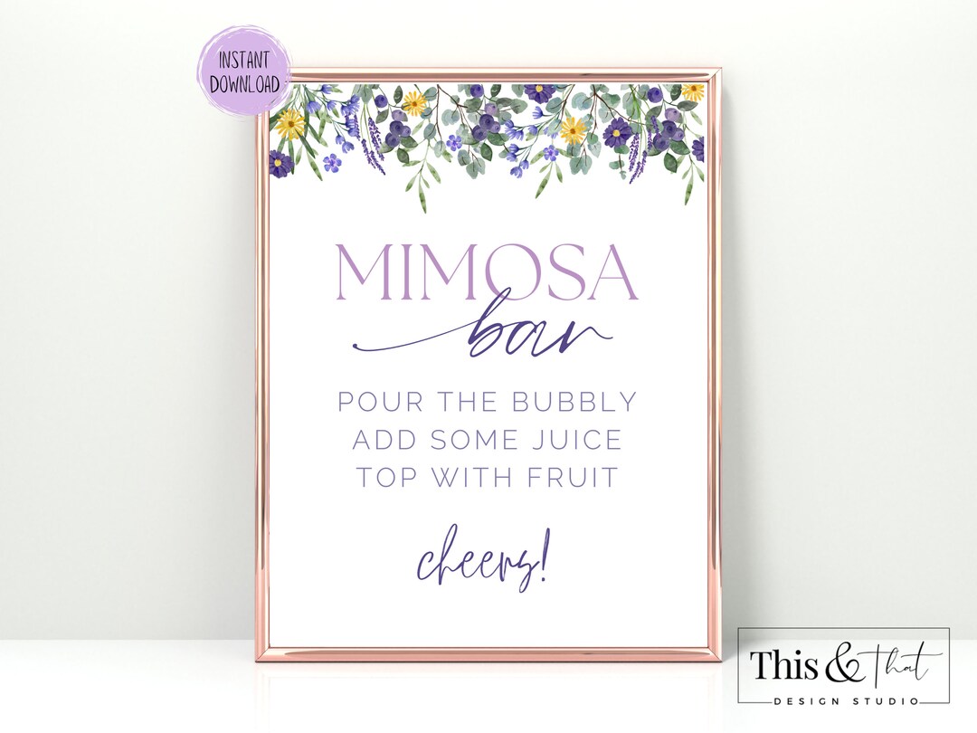 Floral Mimosa Bar Printable Sign | Bridal Shower Mimosa Bar Sign ...