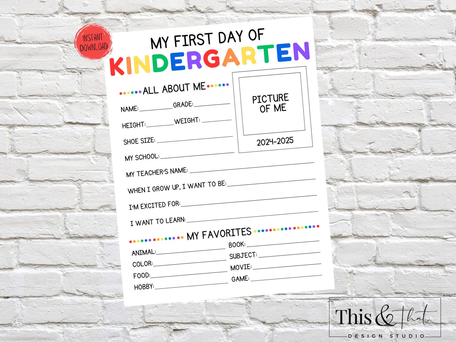 First Day of Kindergarten Printable Sign | First Day of School ...