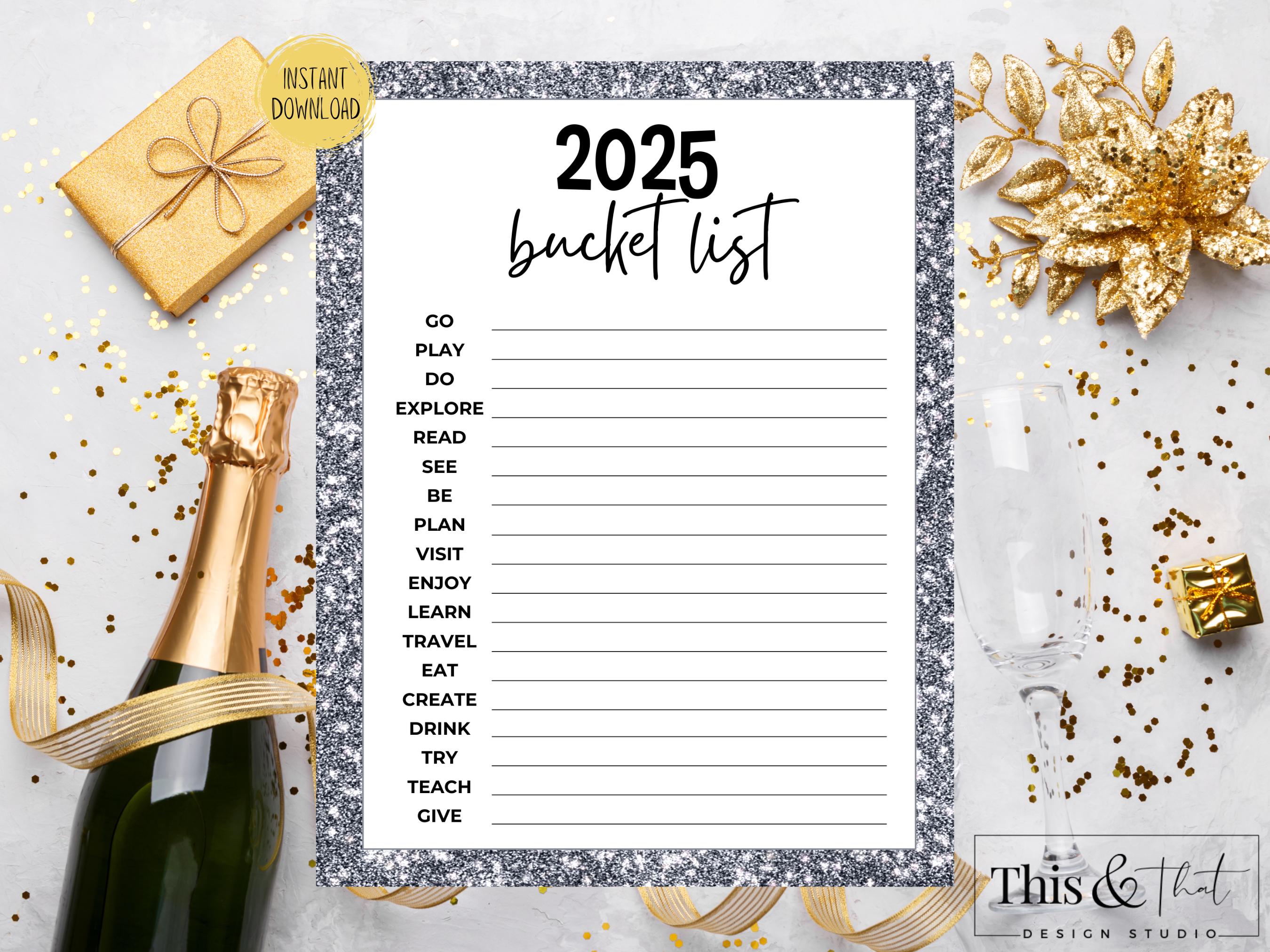 2025 Bucket List New Years Resolution Printable | New Years Resolutions ...