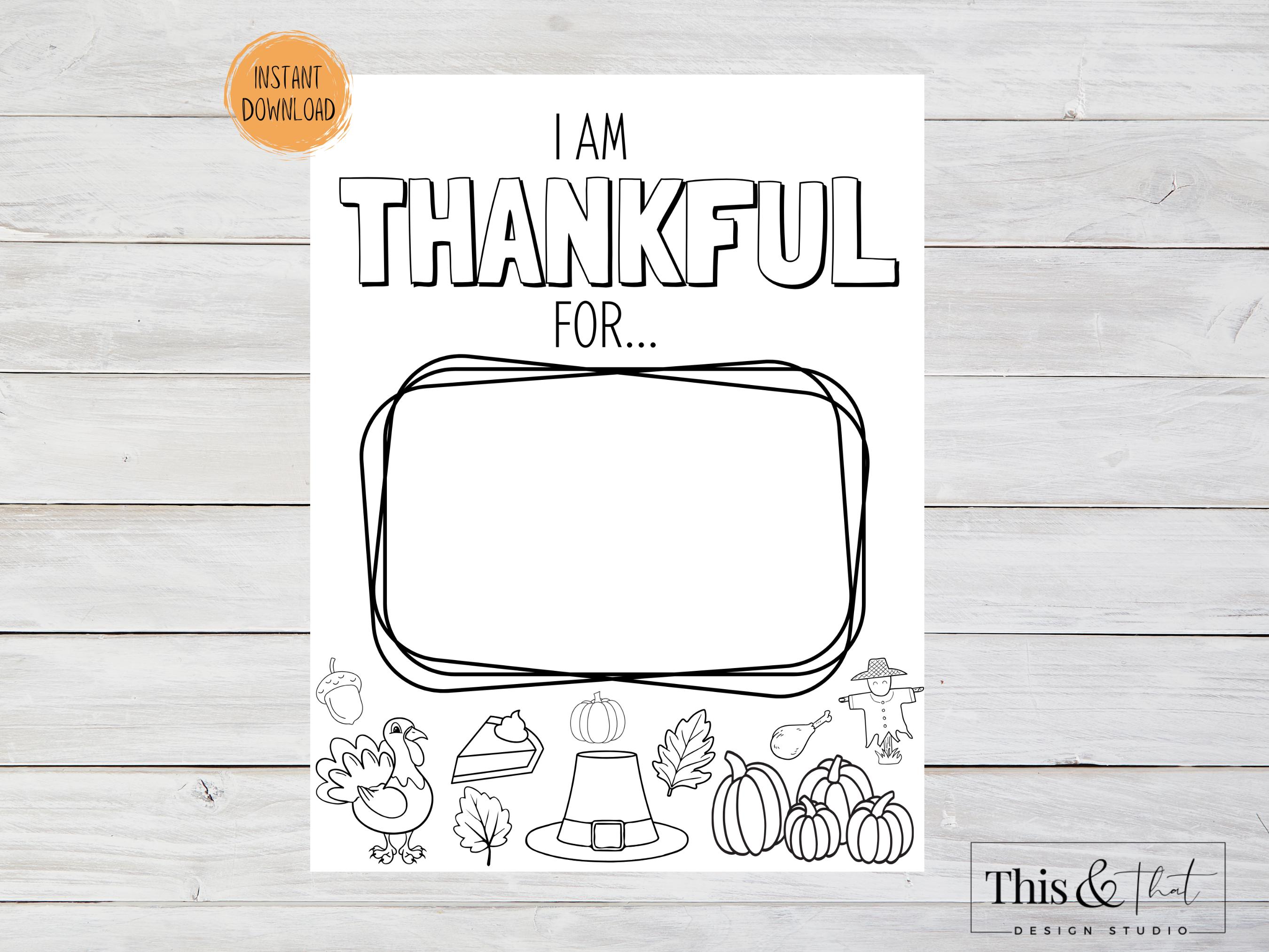 Thanksgiving Printable Template | Thankful Gratitude Kid Coloring ...