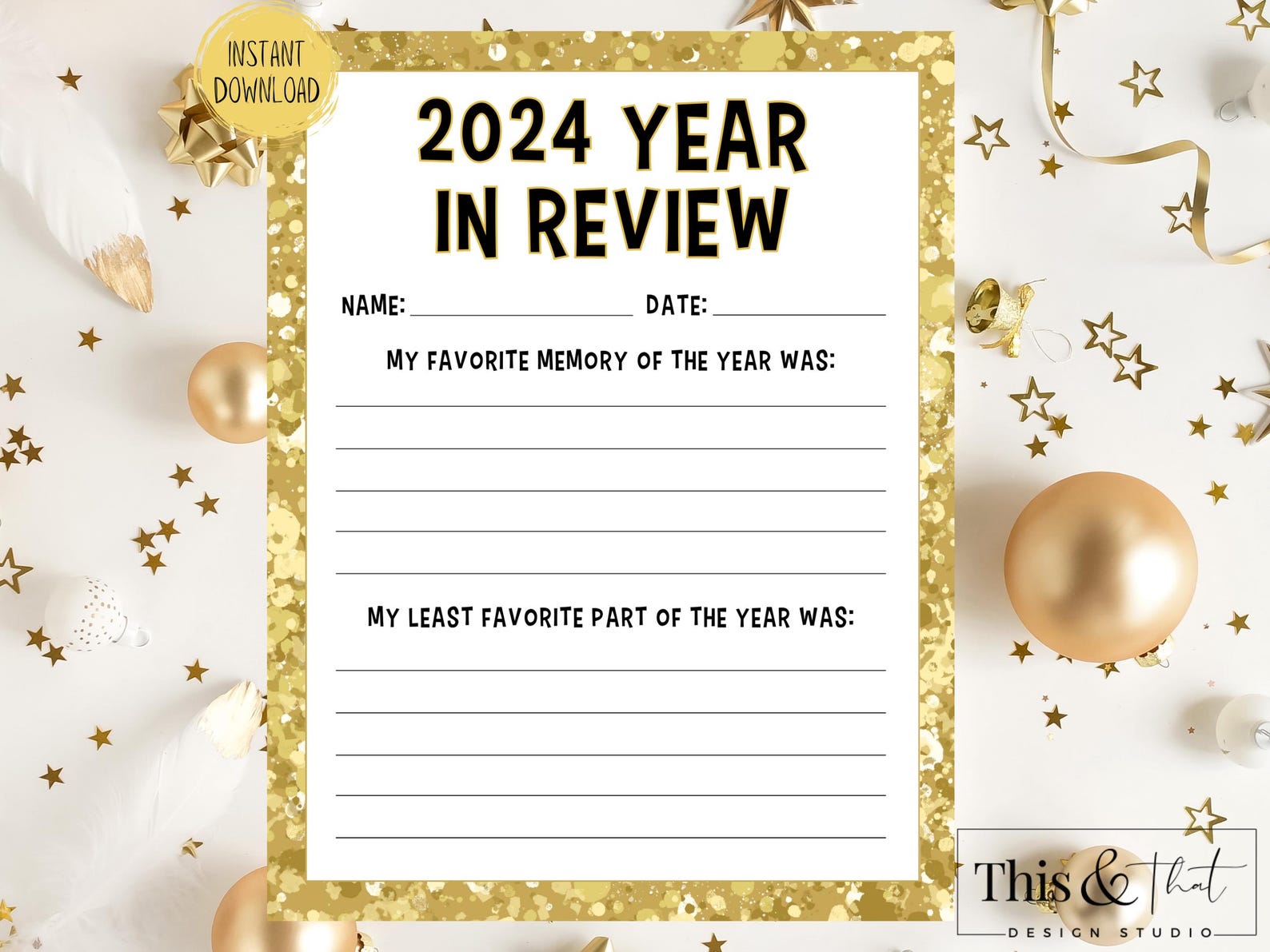2024 Year in Review New Years Resolution Printable | New Years ...